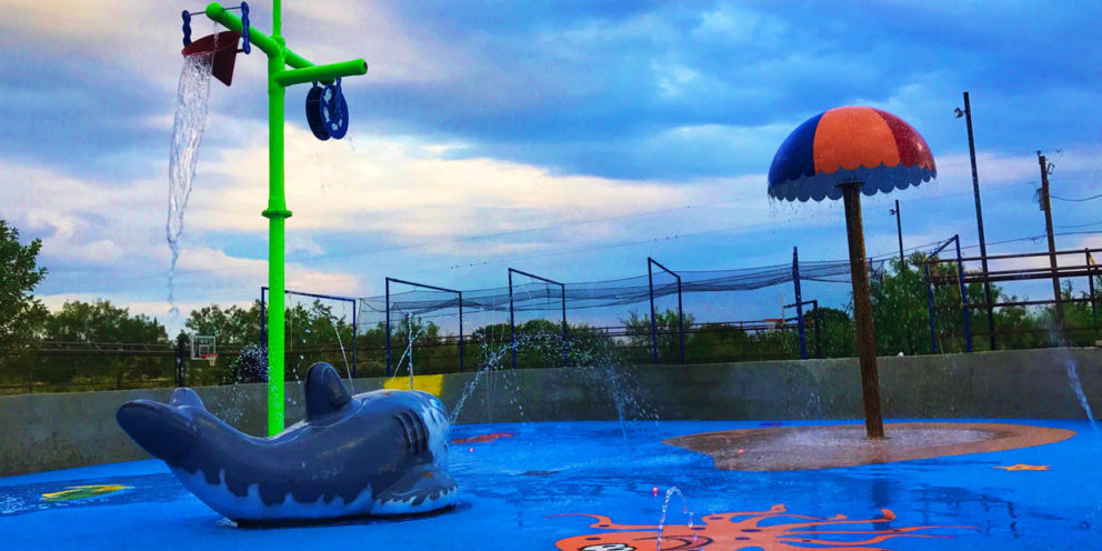 Water Flecks® System Safety Surface Installed by My Splash pad