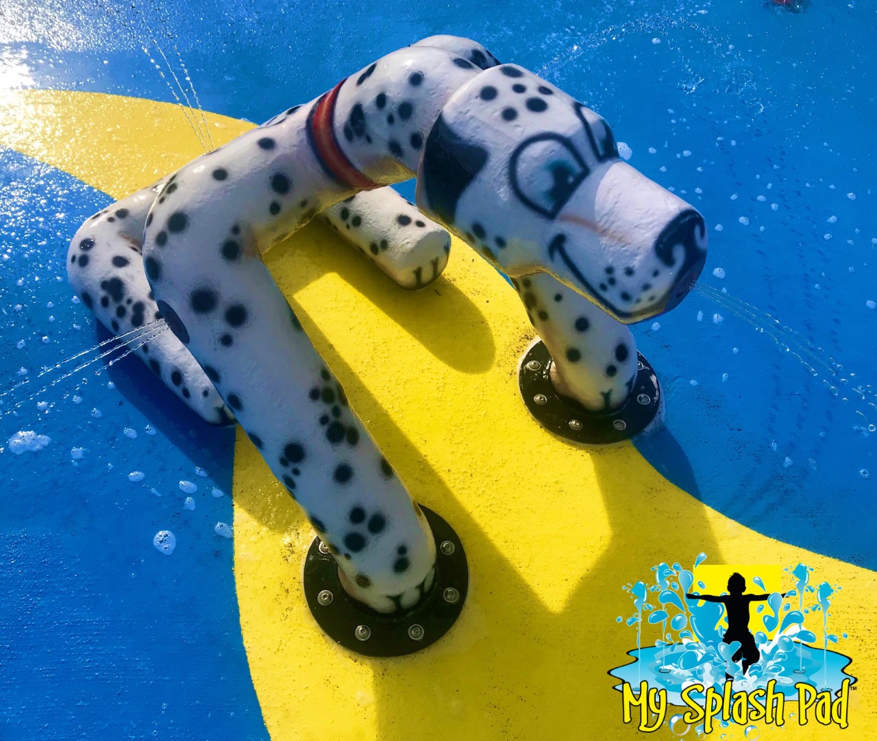 Sitting Dog Water Play Features by My Splash Pad